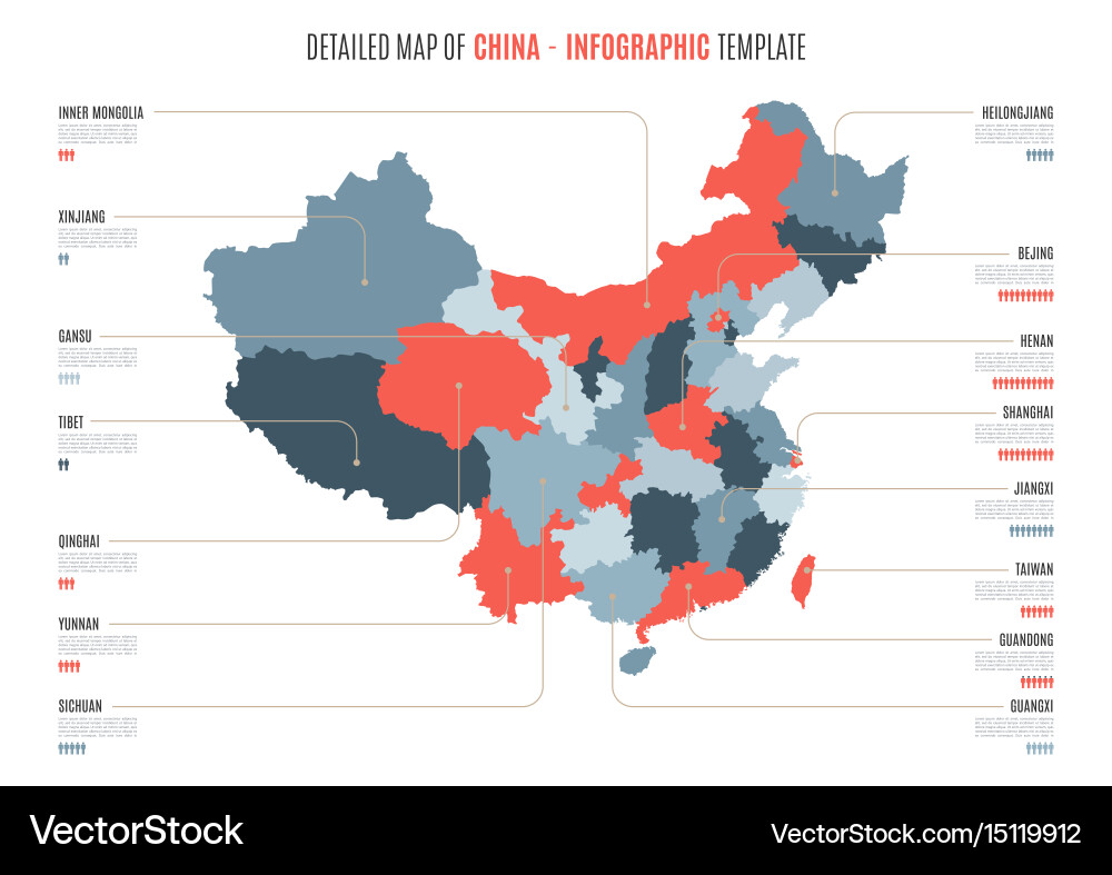 Detailed map china template Royalty Free Vector Image