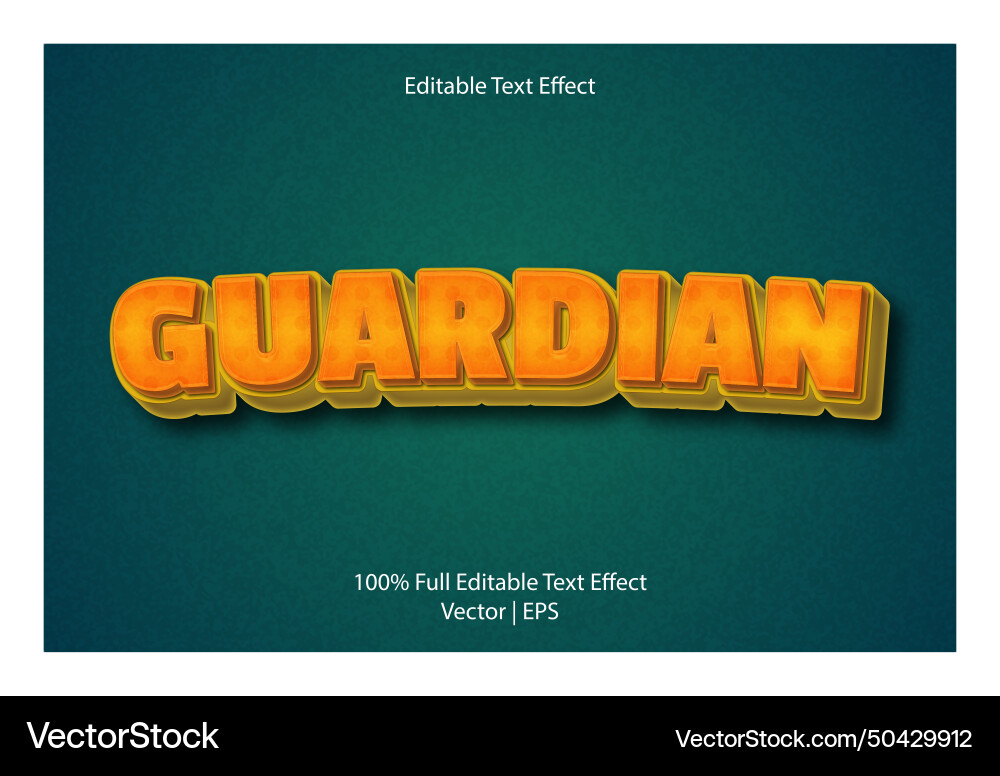 Guardian editable text effect cartoon style Vector Image