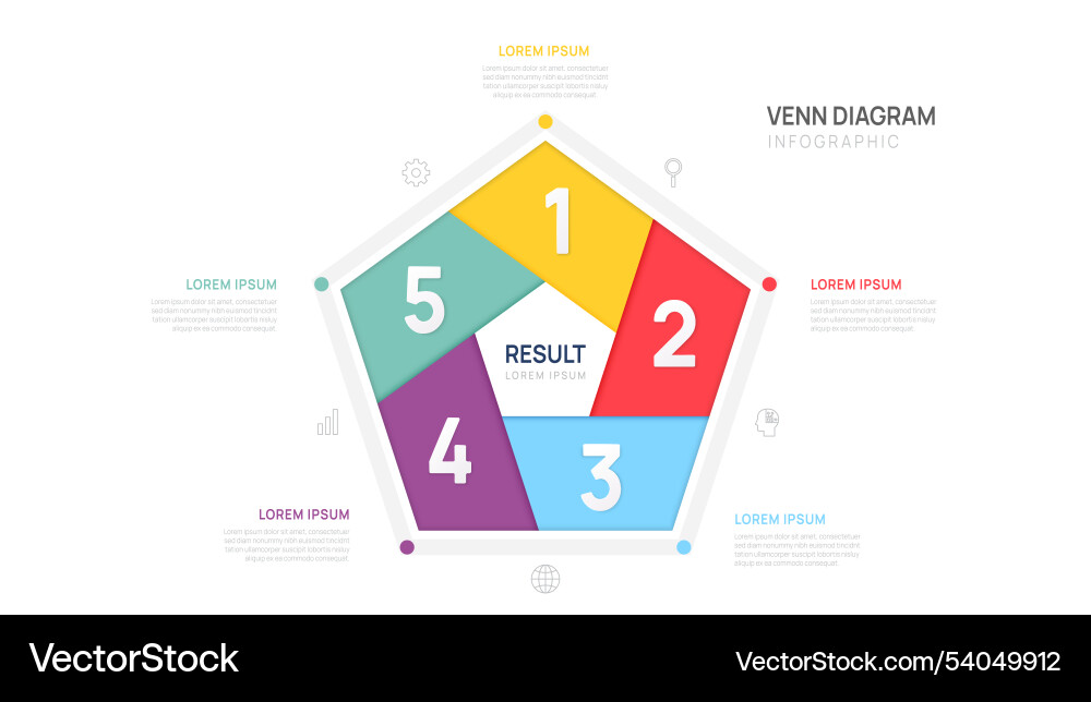 Infographic venn diagram chart pentagon template Vector Image