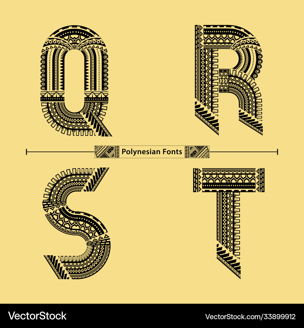 Polynesian Alphabet - QRS Royalty Free Vector Image