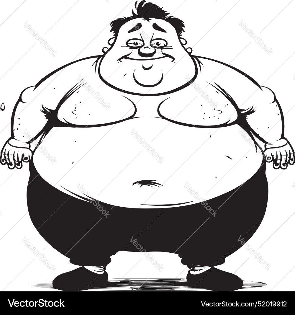 Rotund representation black logo chubby character Vector Image
