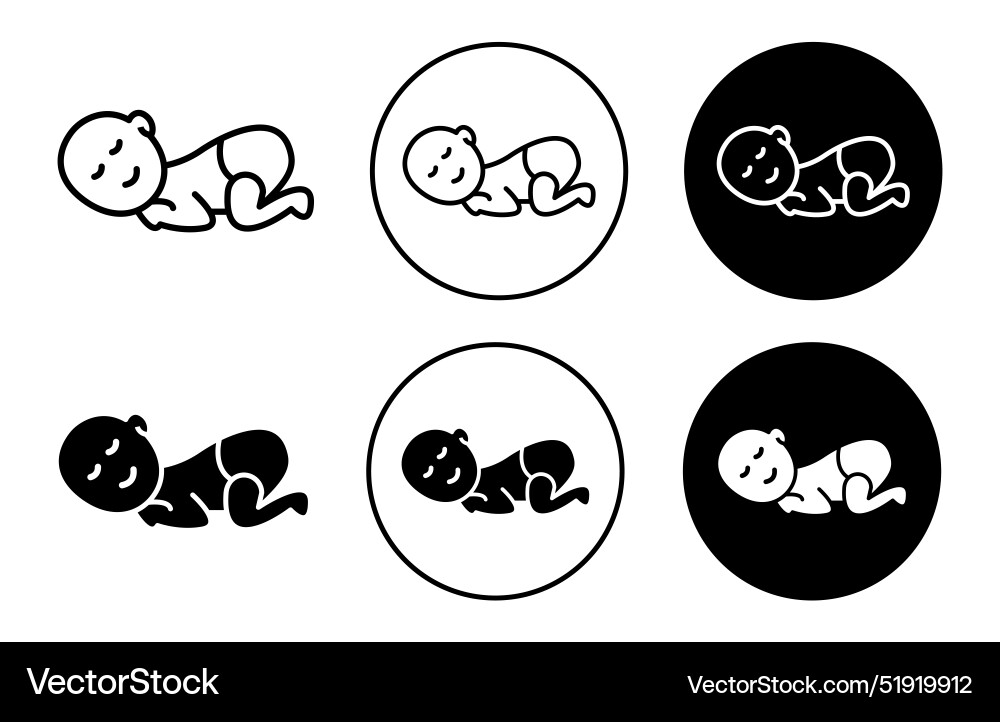 Sleeping baby icon collection of outline thin Vector Image