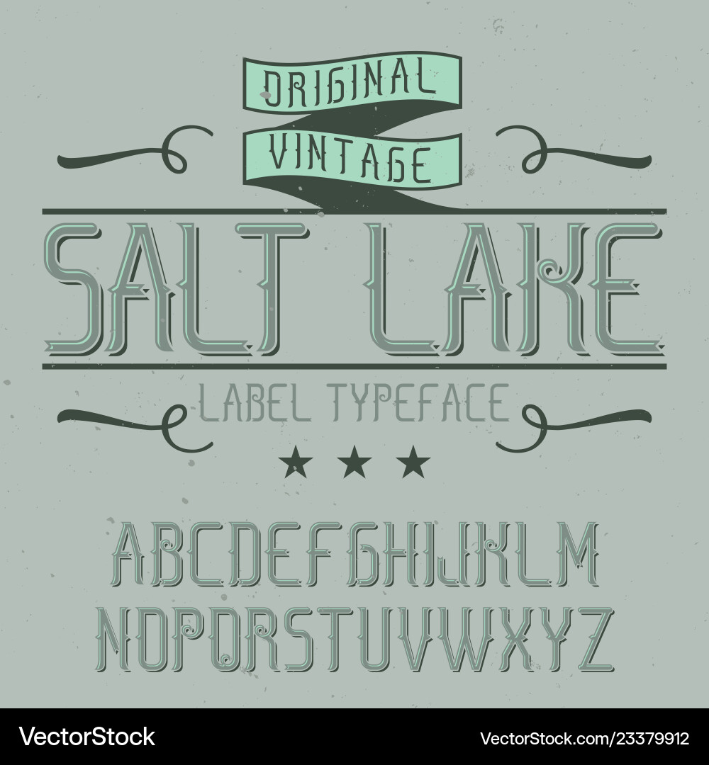 Vintage label font named salt lake Royalty Free Vector Image