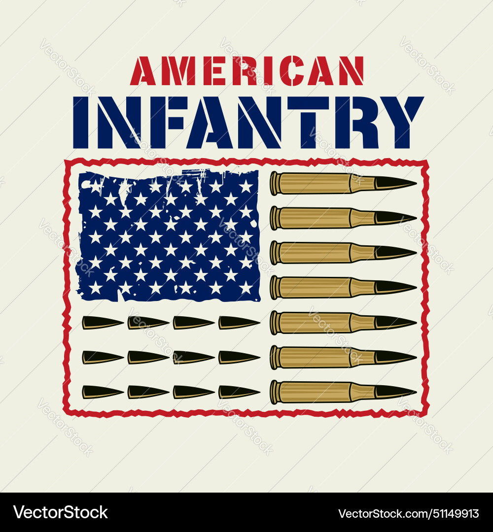 American infantry army flag colored style Vector Image