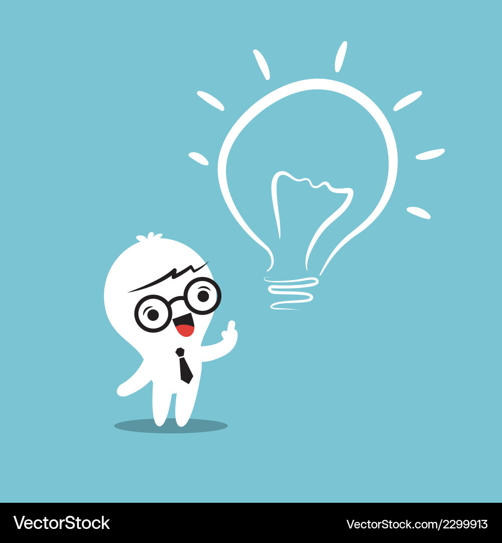 Eureka lightbulb idea cartoon Royalty Free Vector Image