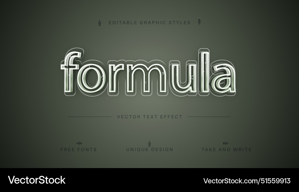 Formula - editable text effect font style Vector Image