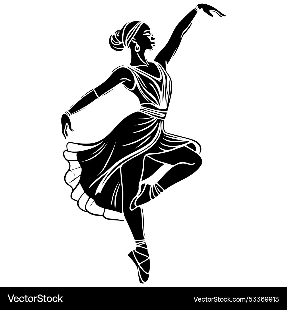 Ink dancer drawing realistic hand line Royalty Free Vector