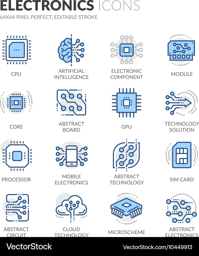 Line electronics icons Royalty Free Vector Image