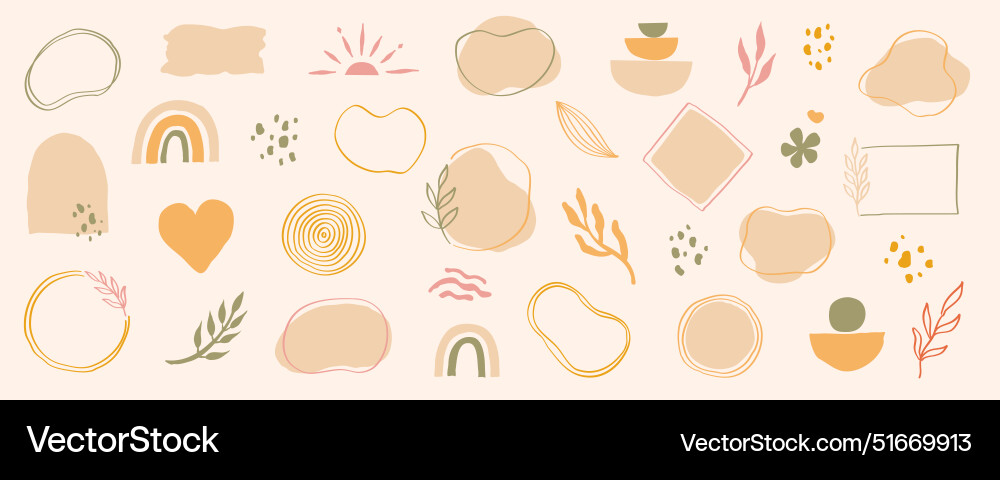 Organic abstract shape set abstract pastel Vector Image