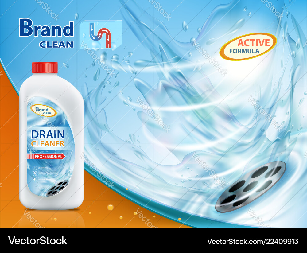 Plastic container with drain cleaner Royalty Free Vector