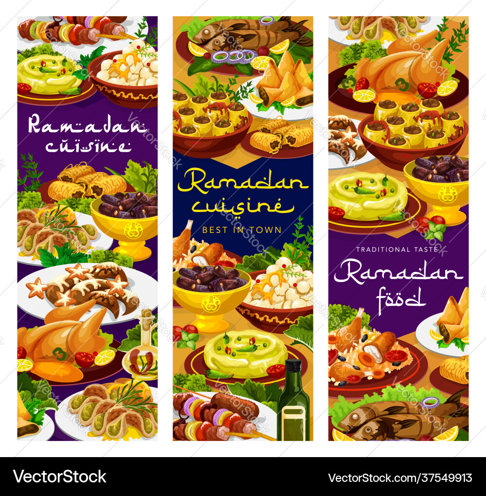 Ramadan food iftar islam cuisine menu meal banners