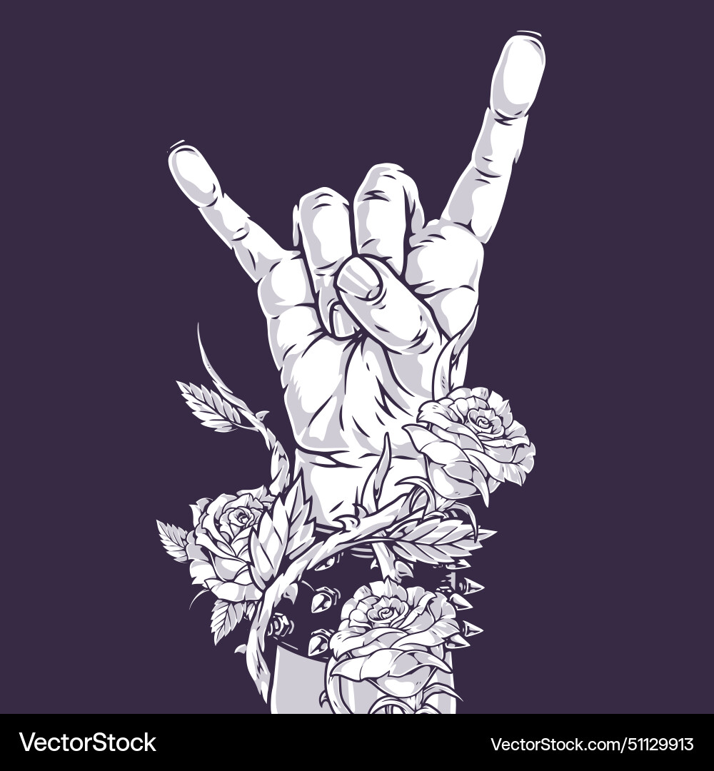 Rock and roll gesture monochrome Royalty Free Vector Image