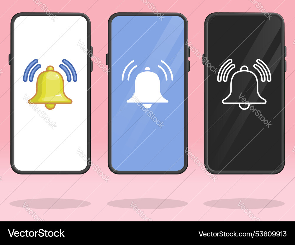 Smartphone Notification Bell Royalty Free Vector Image