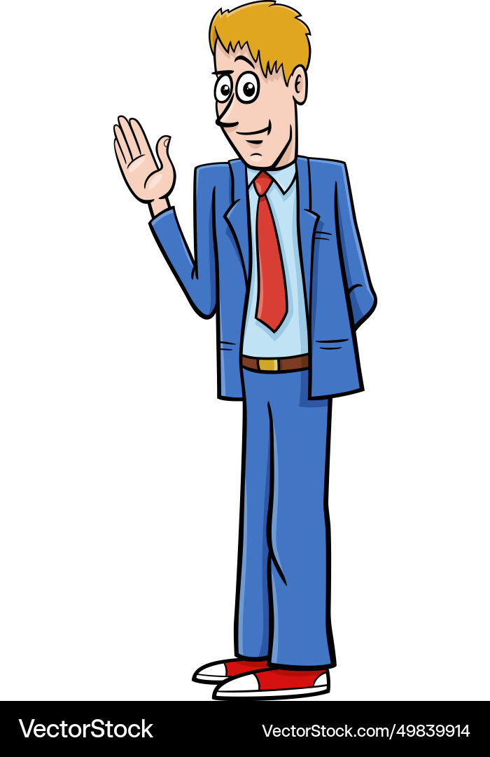 Cartoon junge Mann Comic Charakter in Anzug Vektorbild