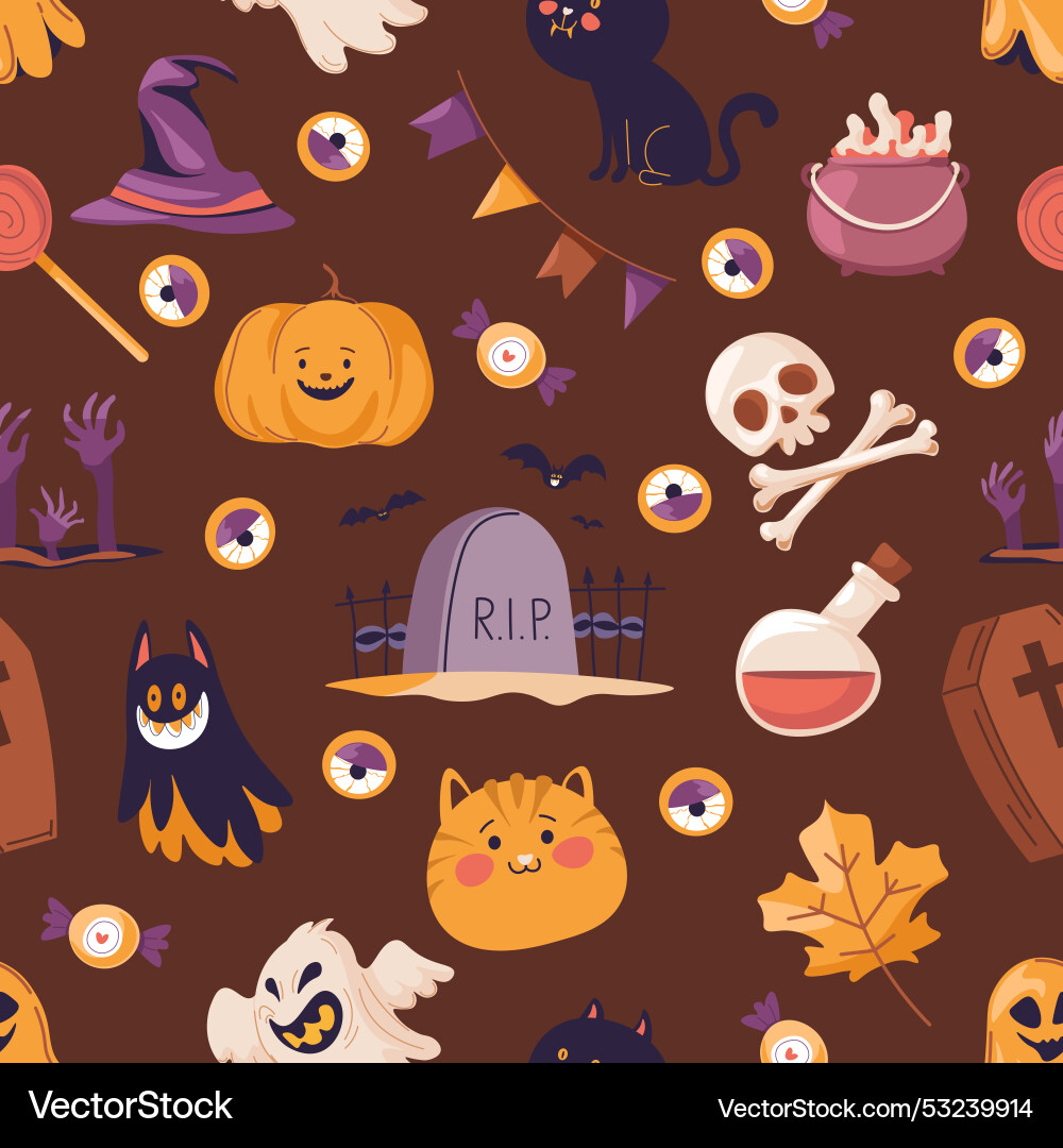 Cute halloween seamless pattern design Royalty Free Vector