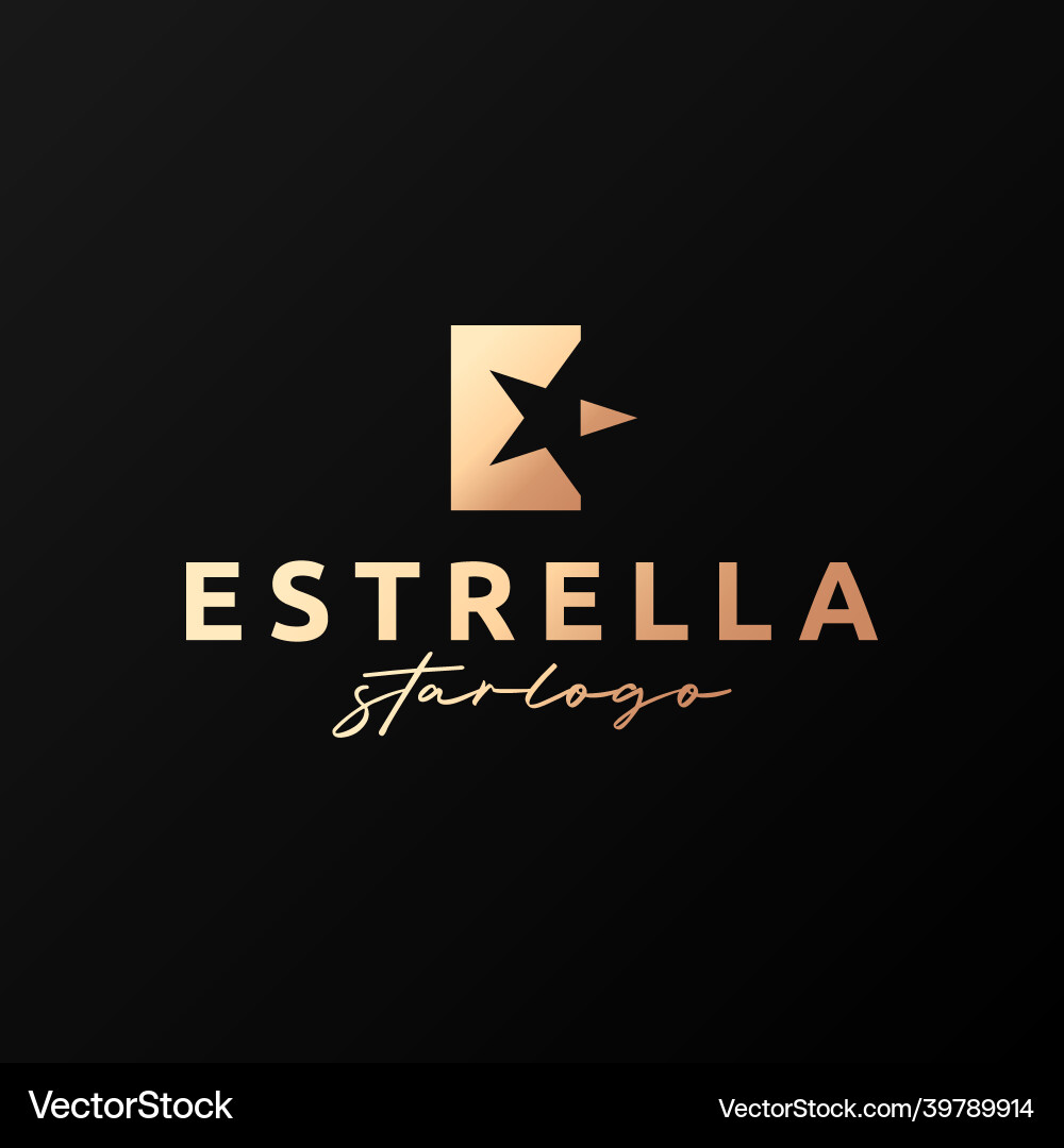 Estrella star logo letter e on black background Vector Image