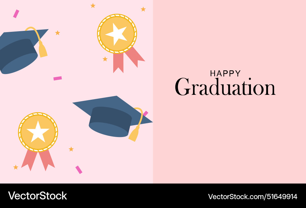 Graduation banner with cartoon Royalty Free Vector Image