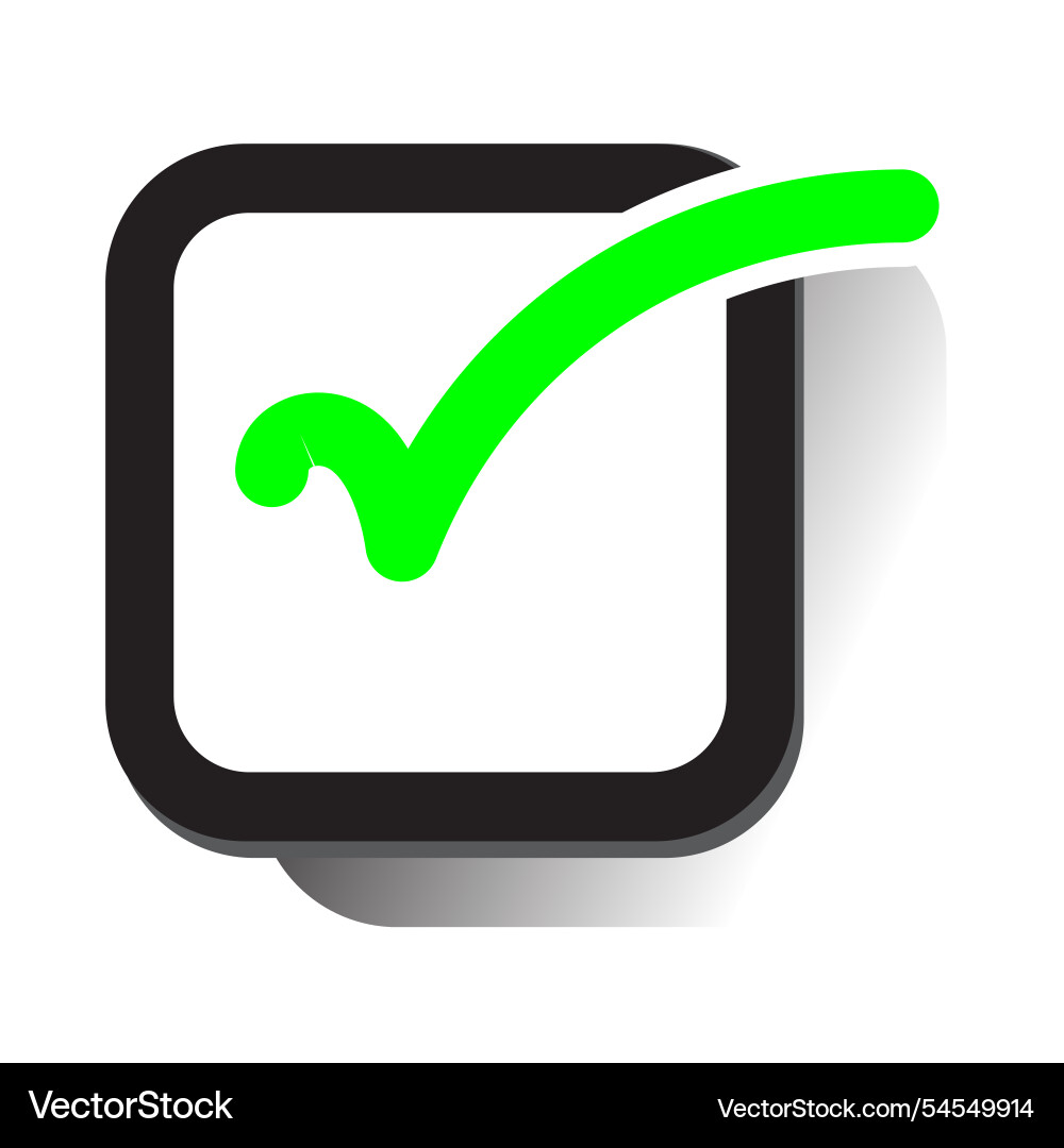 Green check mark sign in black box checklis Vector Image