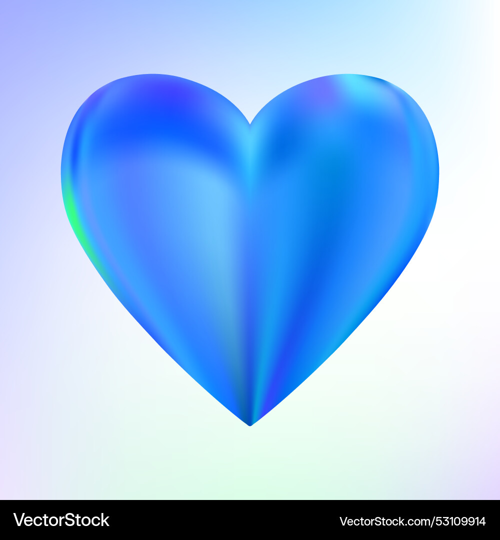 Holographic heart fluid liquid chrome shape Vector Image