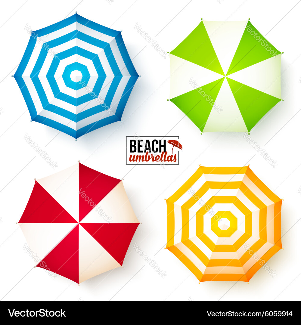 Isolated summer beach umbrellas set Royalty Free Vector