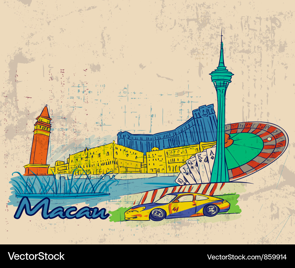 Macau doodles Royalty Free Vector Image - VectorStock