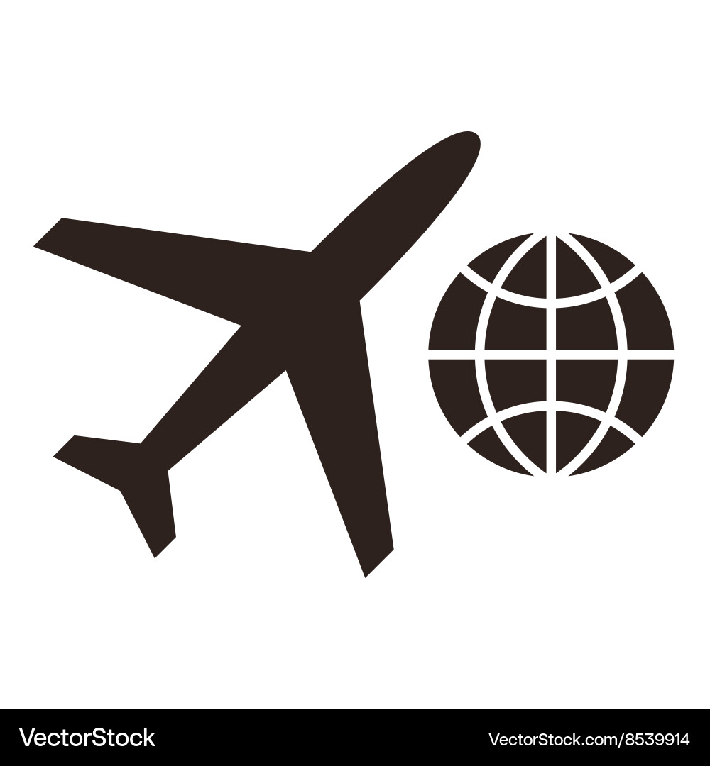 Plane and globe icons Royalty Free Vector Image