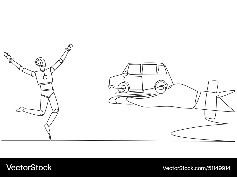 Single Continuous Line Drawing A Robot Excited Vector Image