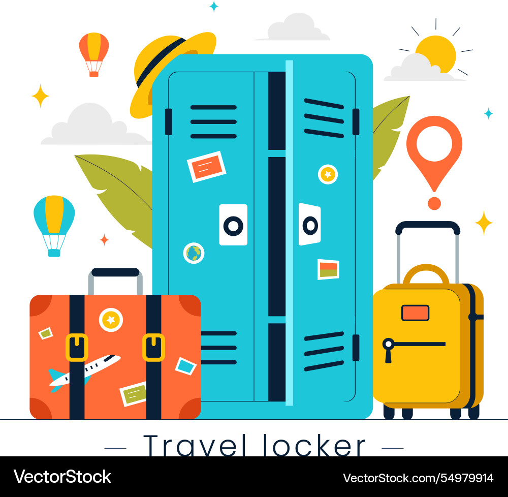 Travel locker featuring baggage storage luggage Vector Image