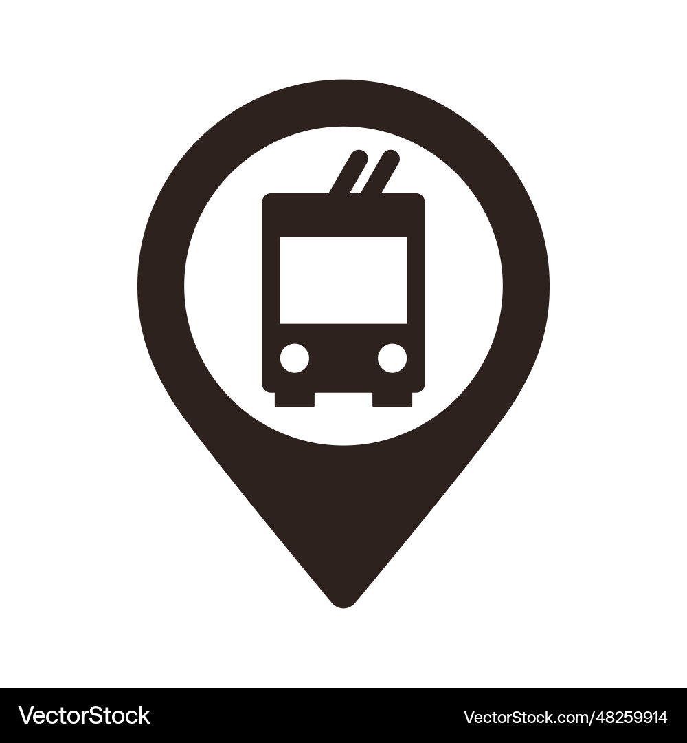 Trolley bus station map pin Royalty Free Vector Image
