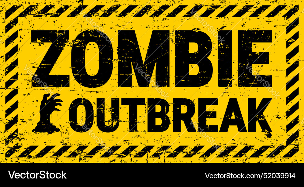 Zombie monster outbreak warning caution halloween Vector Image