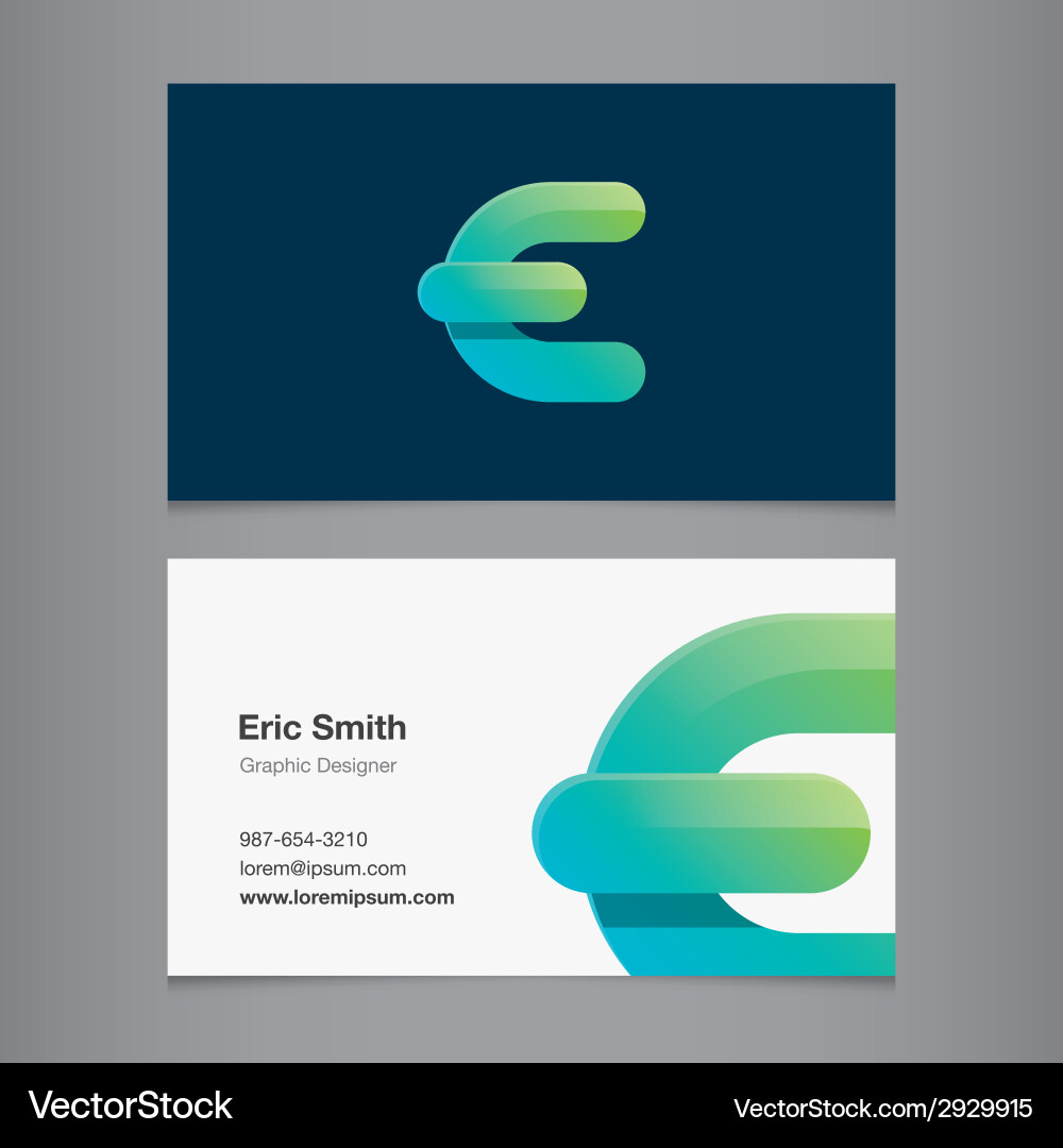 Business card letter e Royalty Free Vector Image