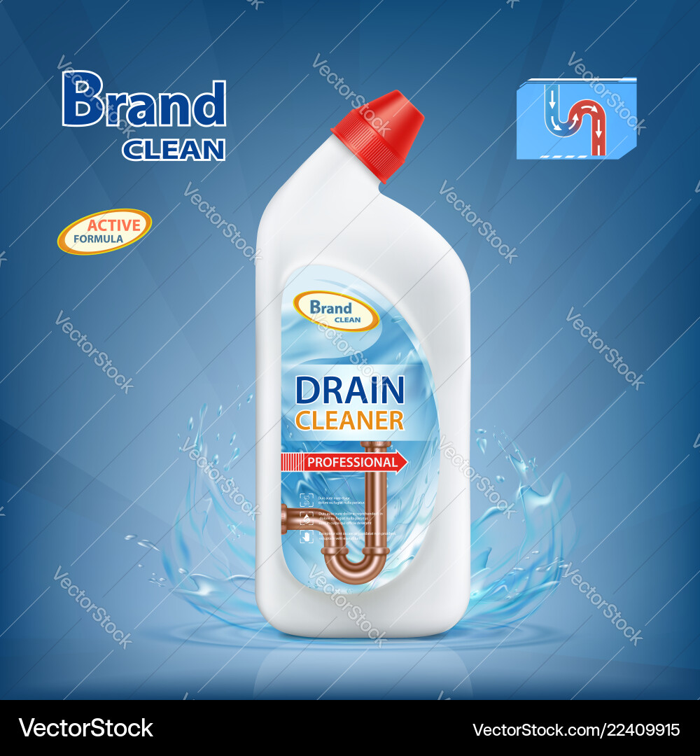 Container with drain cleaner Royalty Free Vector Image