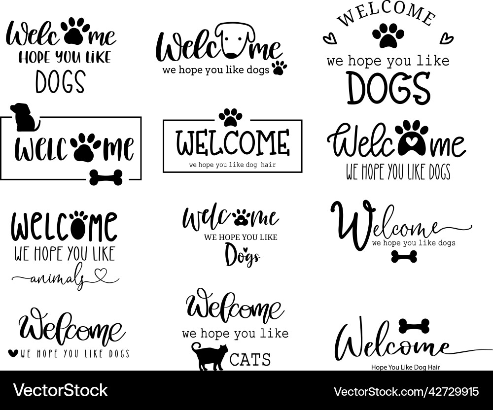 Cute Dog Welcome Sign Royalty Free Vector Image