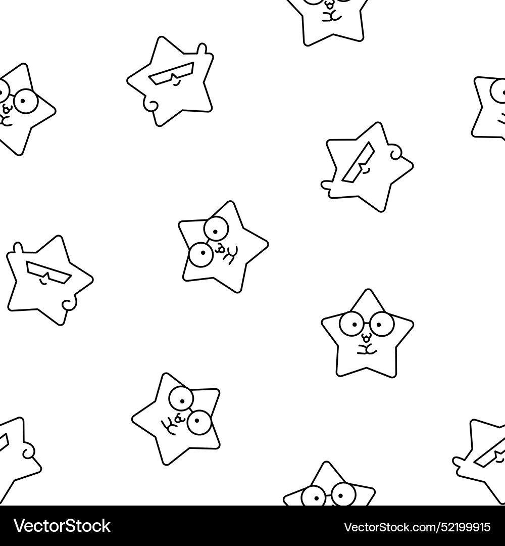 Cute stars character coloring page Royalty Free Vector Image