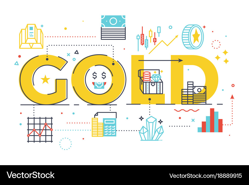 Gold word lettering Royalty Free Vector Image - VectorStock