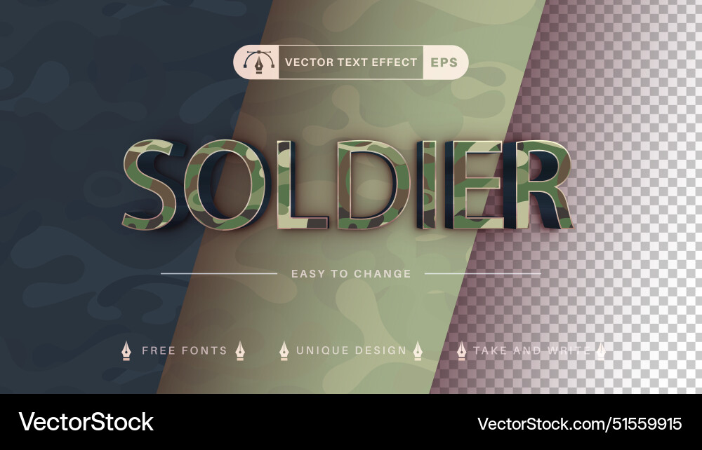 Military Text Effect Font Royalty Free Vector Image