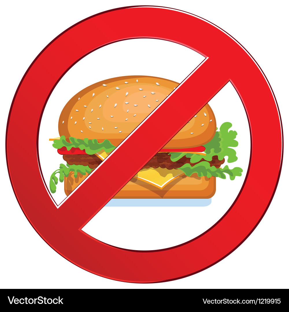 Sign forbidden fast food Royalty Free Vector Image