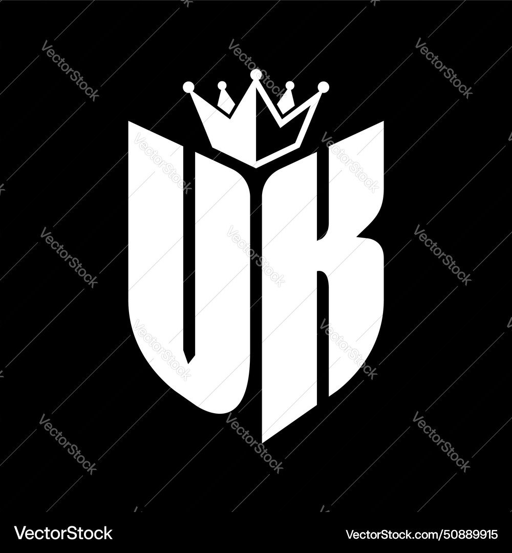 Vk letter monogram with shield shape crown Vector Image