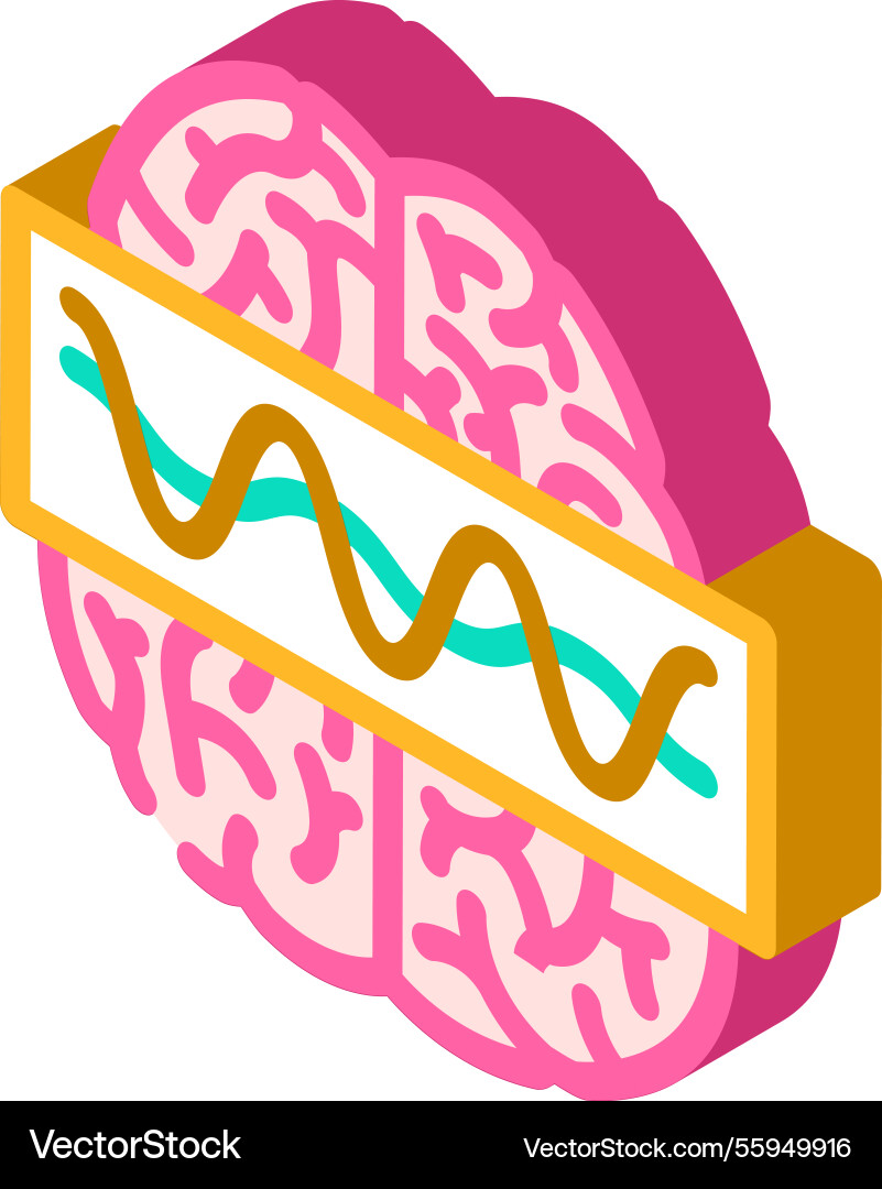 Brain waves study isometric icon Royalty Free Vector Image