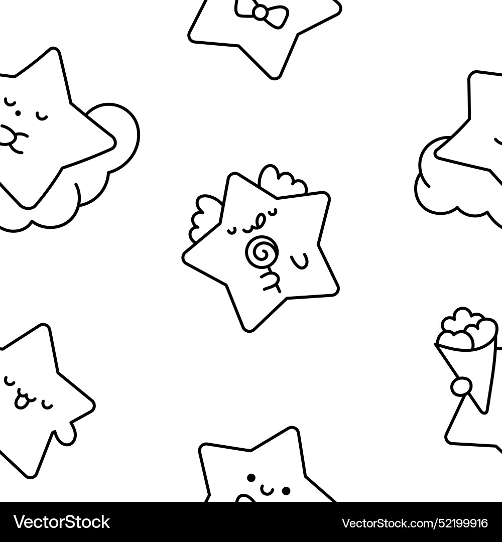Cute stars character coloring page Royalty Free Vector Image