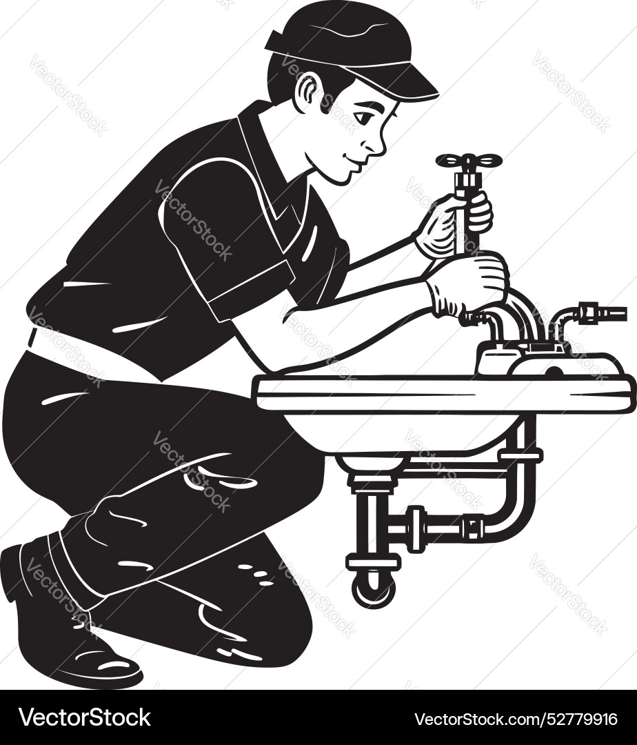 Fix it artisan plumbing worker repairs logo Vector Image