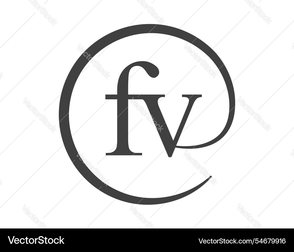 Fv logo from two letter with circle shape email Vector Image