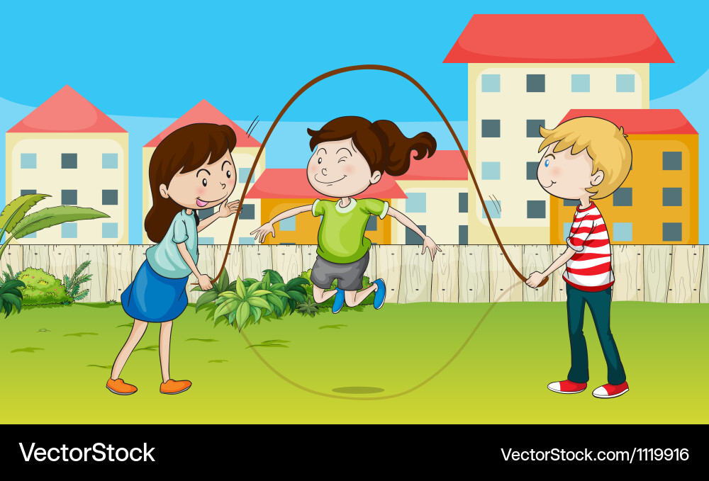 Kids playing rope Royalty Free Vector Image - VectorStock