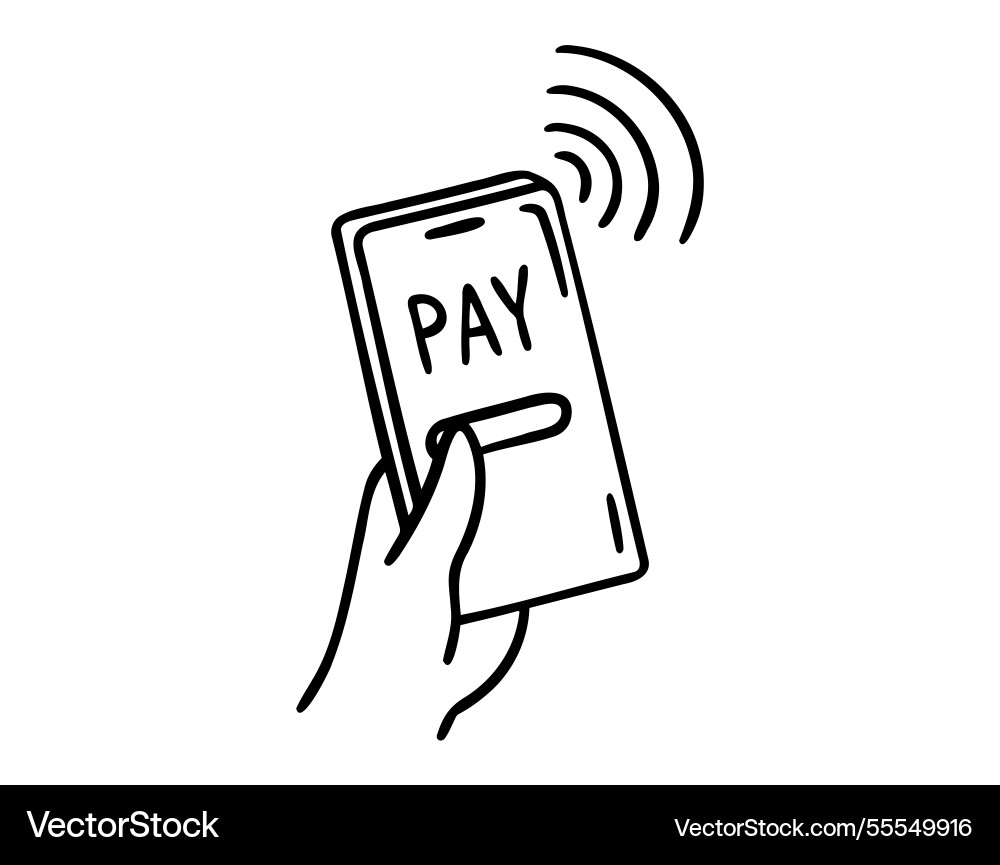 Mobile payment with smartphone or pay text Vector Image