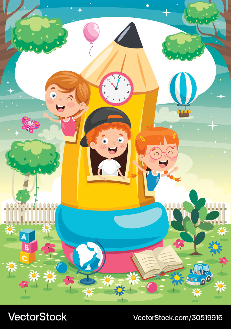 Students playing with pencil Royalty Free Vector Image