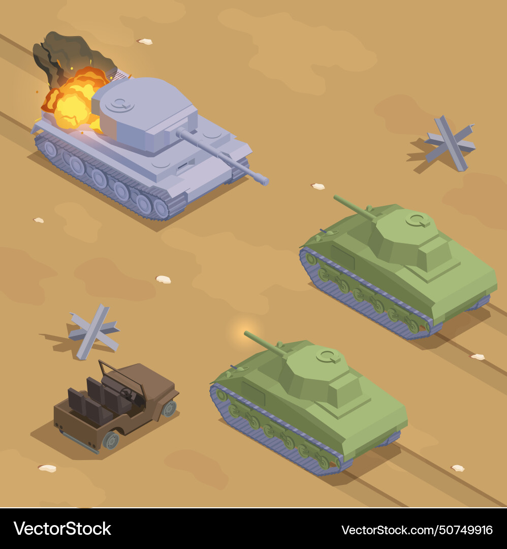 Wwii tank battlefield Royalty Free Vector Image