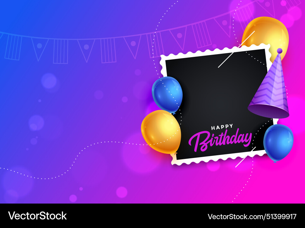 Happy birthday party greeting banner with empty Vector Image
