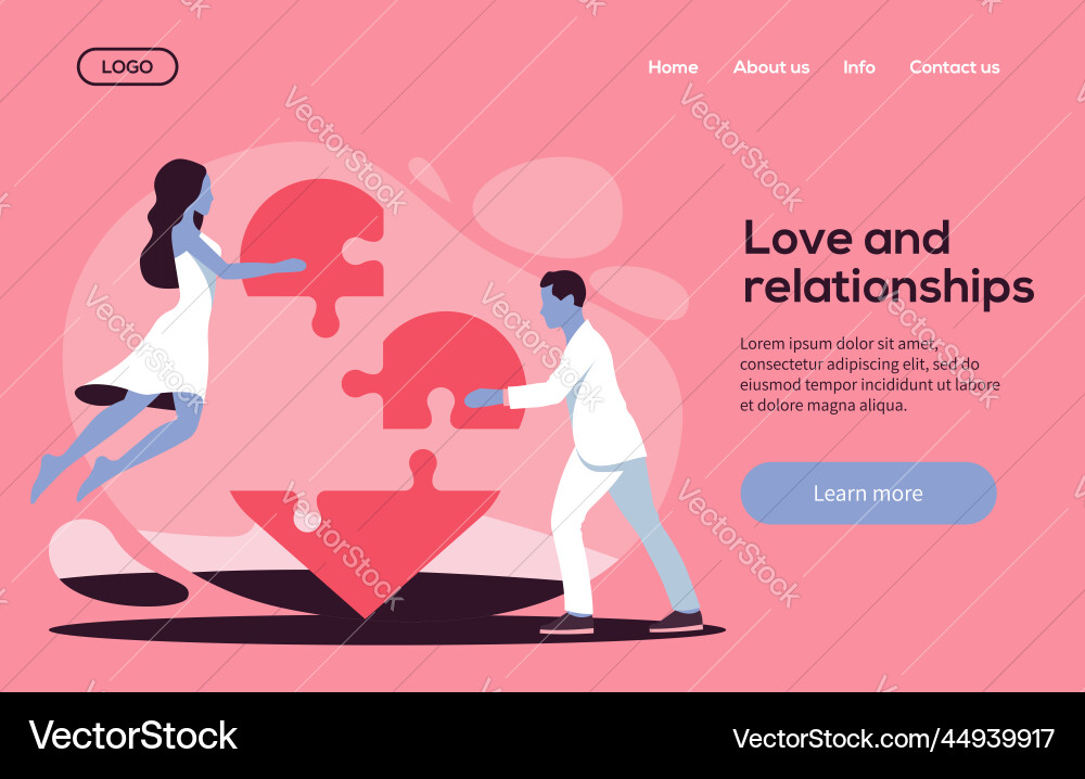 Love and relationships landing page template Vector Image