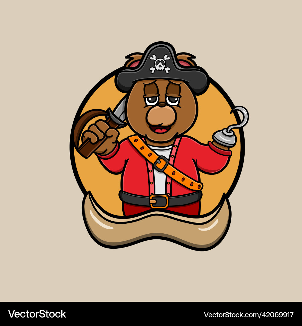 Mascot bear pirate logo cartoon Royalty Free Vector Image