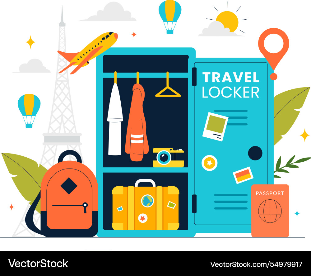 Travel locker featuring baggage storage luggage Vector Image